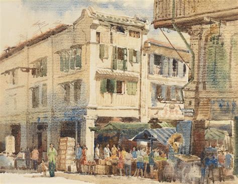 Bonhams Leng Joon Wong Chinese Born 1947 A Street Market Singapore