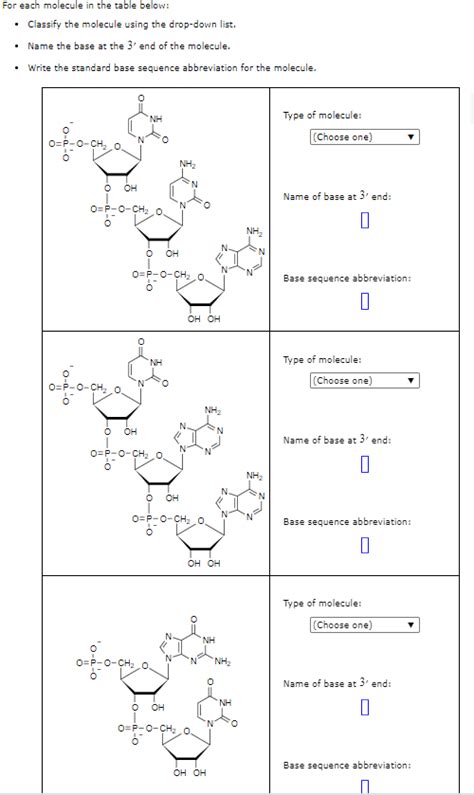 For Each Molecule In The Table Below Classify The Chegg Com