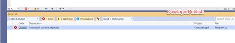 C Error Cs0150 A Constant Value Is Expected Developer
