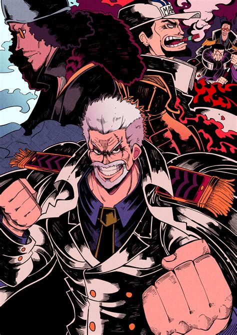 Kizaru Aokiji Monkey D Garp Sakazuki And Fujitora One Piece Drawn By Vakodraws Danbooru