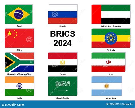 Flags Of The Brics Countries Vector Illustration