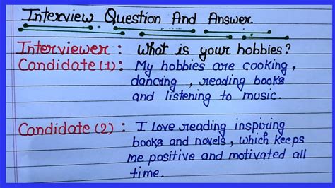 What Are Your Hobbies Interview Answer What Are Your Hobbies Data