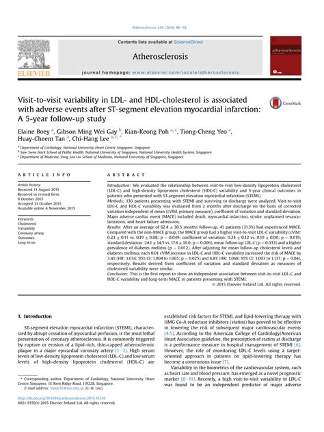 Pdf Visit To Visit Variability In Ldl And Hdl Cholesterol Is