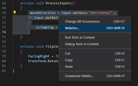 extract option not showing up when refactoring ask gamedev tv