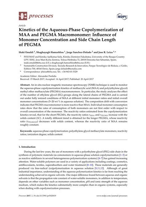 Pdf Kinetics Of The Aqueous Phase Copolymerization Of Maa And Dokumen Tips