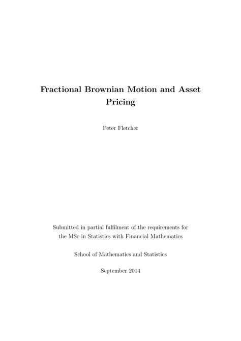Pdf Fractional Brownian Motion And Asset Pricing