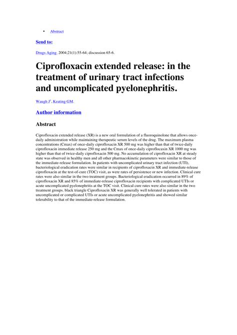 Pdf Ciprofloxacin Extended Release In The Treatment Of Urinary Tract Infections And