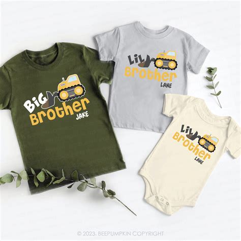 Construction Truck Matching Big Brother Little Brother Shirts Sale