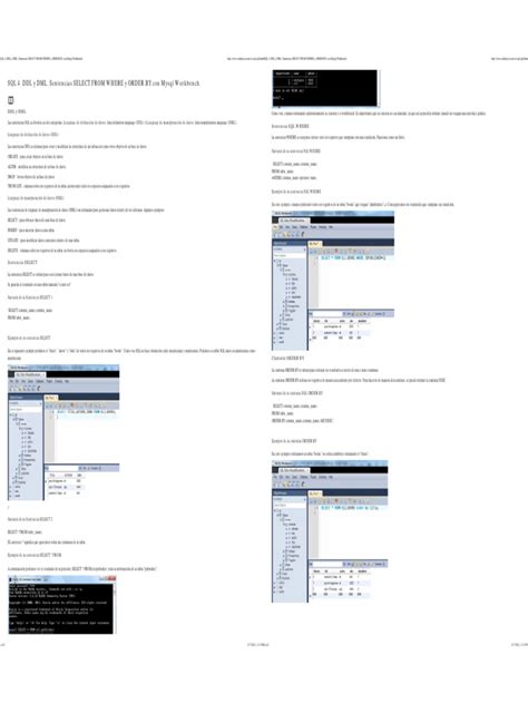 Sql 4 Ddl Y Dml Sentencias Select From Where Y Order By Con Mysql