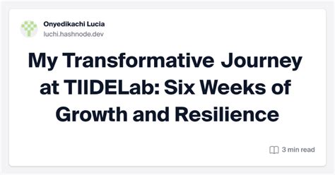 Onyedikachi Lucia On Linkedin Transformative Journey Growth At Tiidelab
