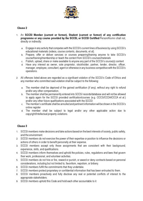 Code Of Ethics SCCSI