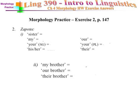 Ppt Morphology Practice Exercise 2 P 147 Powerpoint Presentation