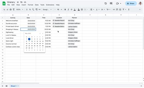 Google Docs Adding Stopwatch Calendar Template