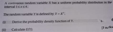 solved a continuous random variable x has a uniform