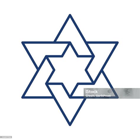 6개의 뾰족한 별이 편집 가능한 획이 있는 선 스타일 벡터 그림에서 다윗의 유대인 별의 중앙으로 비틀어집니다 다윗의 별에 대한 스톡 벡터 아트 및 기타 이미지 Istock