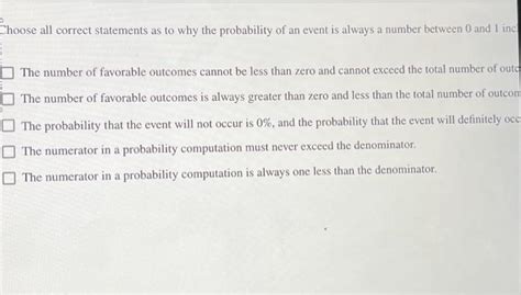 Solved Choose All Correct Statements As To Why The