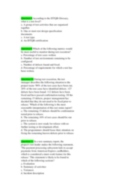 SOLUTION Questions And Answers On Chapter Five Of Istqb Foundation Level Syllabus Studypool