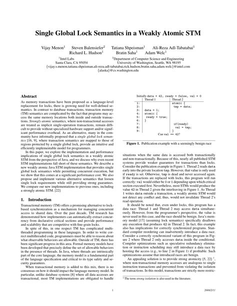 Pdf Single Global Lock Semantics In A Weakly Atomic Stm