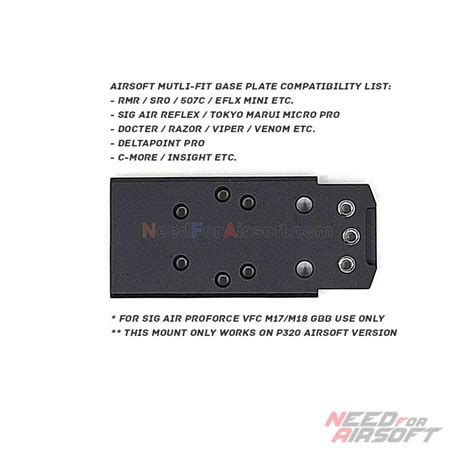 Pmg Multi Fit Rds Mount Base Plate For Sig Air Vfc M17 M18 Airsoft Gbb Need For Airsoft