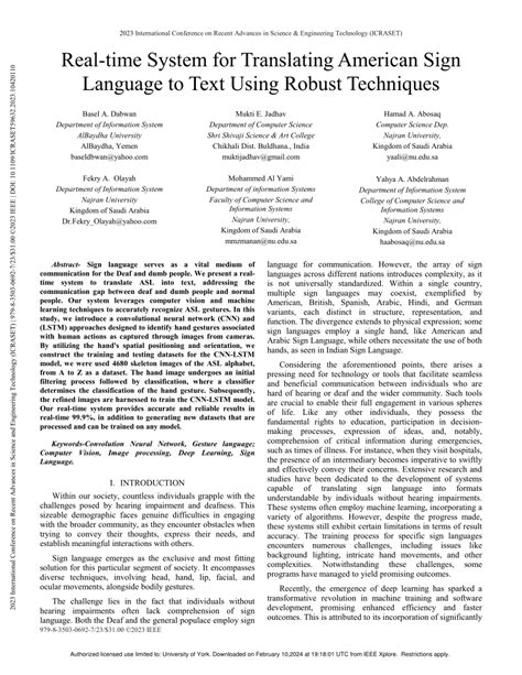 Pdf Real Time System For Translating American Sign Language To Text