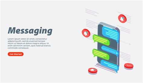 스마트 폰의 채팅 메시지 알림 3d 등각 투영 개념 벡터 일러스트 레이 션 휴대 전화 화면에 Sms 거품 3차원 형태에 대한