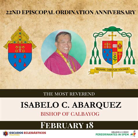 Escudos We Extend Our Felicitations To The Most Rev Isabelo C Abarquez Bishop Of Calbayog