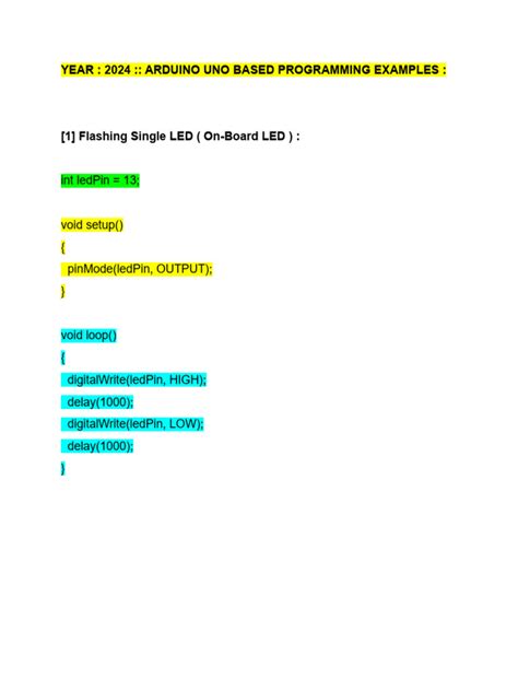 Arduino Uno Based Programming Examples To Be Shared To Students