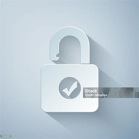 종이 잘라 회색 배경에 격리 된 자물쇠 아이콘을 엽니다 잠금 기호를 열었습니다 사이버 보안 개념 디지털 데이터 보호 안전 종이 아트 스타일입니다 벡터 일러스트레이션 3차원