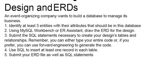 Solved Design And Erds An Event Organizing Company Wants To