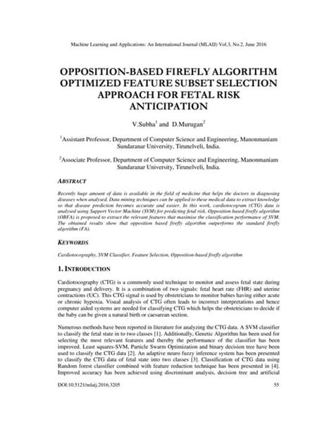 opposition based firefly algorithm optimized feature subset selection
