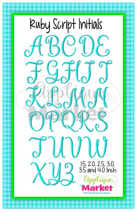 Ruby Initial Script Alphabet Script Alphabet Script Monogram Initials