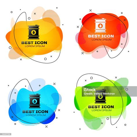 검은 배럴 오일 아이콘 절연 액체 색상 추상적인 기하학적 모양의 집합입니다 벡터 일러스트 0명에 대한 스톡 벡터 아트 및 기타