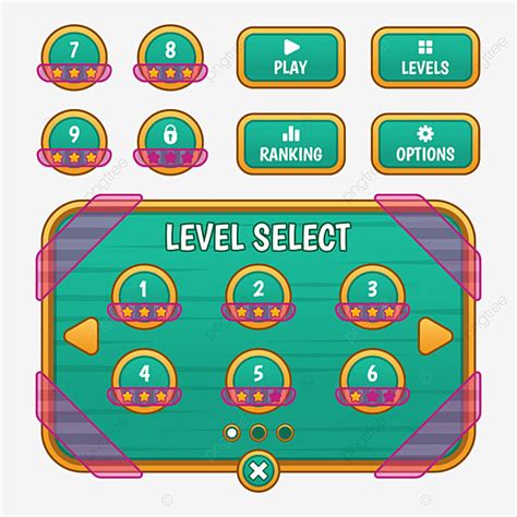 Level Select Vector Art Png Vector Game Template Gui Kit Interface