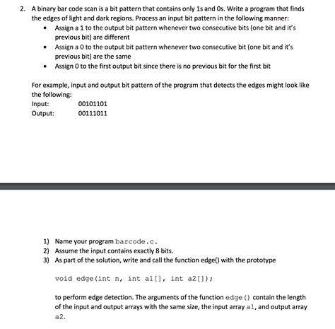 Solved A Binary Bar Code Scan Is A Bit Pattern That Contains Chegg
