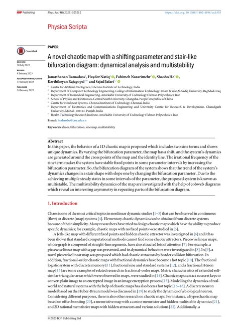 A Novel Chaotic Map With A Shifting Parameter And Stair Like Bifurcation Diagram Dynamical