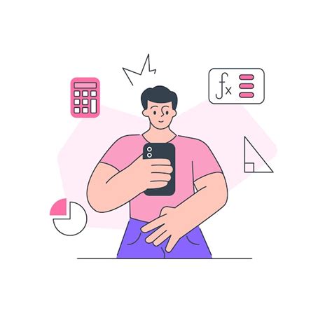 Premium Vector Male Student Use Calculator Smartphone E Learning Mathematics Lesson Distance