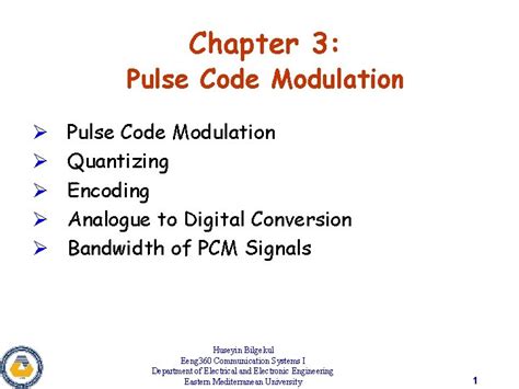 Chapter Pulse Code Modulation Pulse Code Modulation