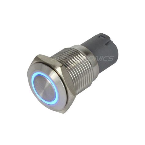 Stainless Steel Push Button with Blue Light Circle 1NO1NC 250V 3A Ø 16mm Silver Audiophonics