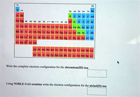 Write The Complete Electron Configuration For The Chromiumiii Ion Using Noble Gas Notation Write