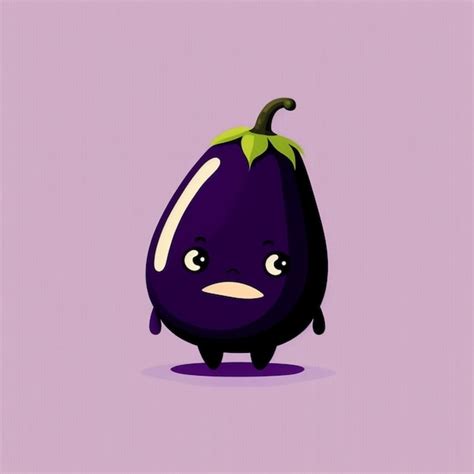귀여운 가지 재미있는 야채 만화 캐릭터 벡터 일러스트 레이션 프리미엄 사진