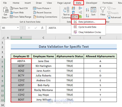 How To Perform Data Validation For Alphanumeric Only In Excel