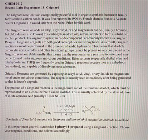 Solved would later we CHEM 3012 Beyond Labz Experiment 15: | Chegg.com