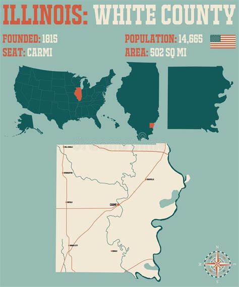 Map Of White County In Illinois Stock Vector Illustration Of American