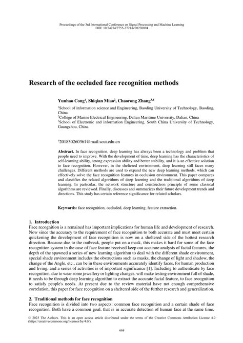 Pdf Research Of The Occluded Face Recognition Methods