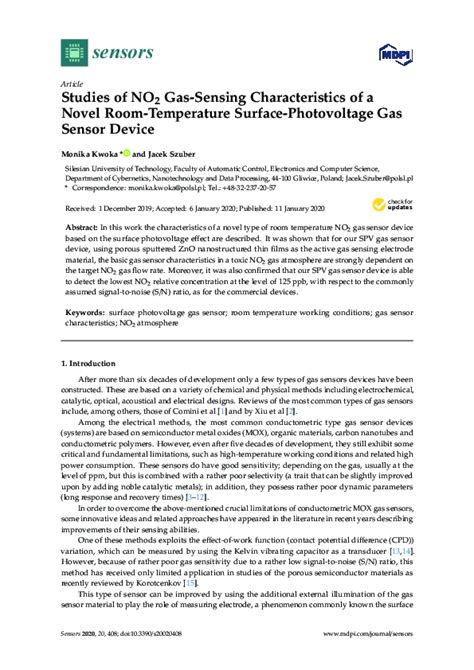pdf effect of humidity on light activated no and no2 gas sensing by
