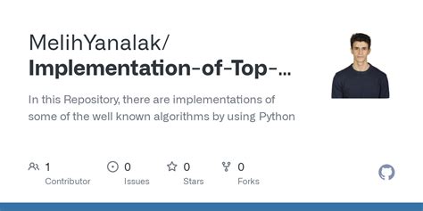 GitHub MelihYanalak Implementation Of Top Algorithms In Python In This Repository There Are