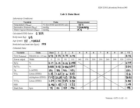 Exercise Phys Lab 3 2 100 KIN 2 230 Laboratory Protocol 3 Version OCT 11 22 11 Lab