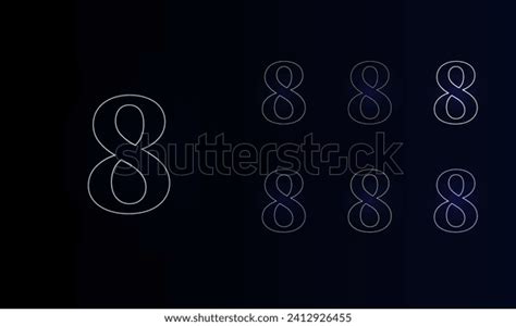 Set Neon Number Eight Symbols Set Stock Vector Royalty Free