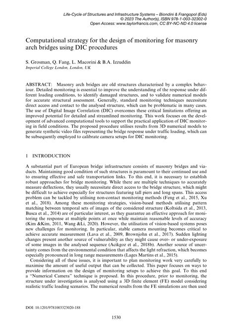 Pdf Computational Strategy For The Design Of Monitoring For Masonry Arch Bridges Using Dic