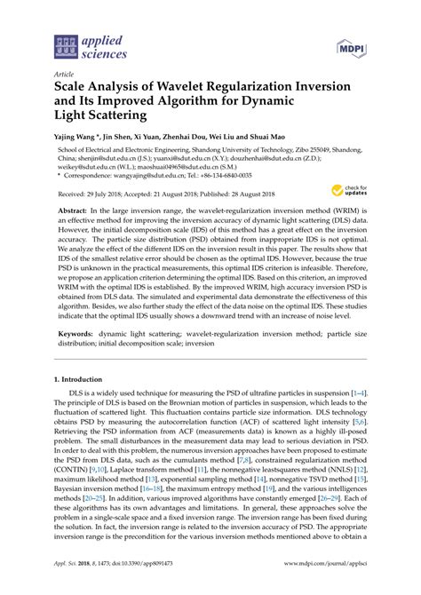 Pdf Scale Analysis Of Wavelet Regularization Inversion And Its